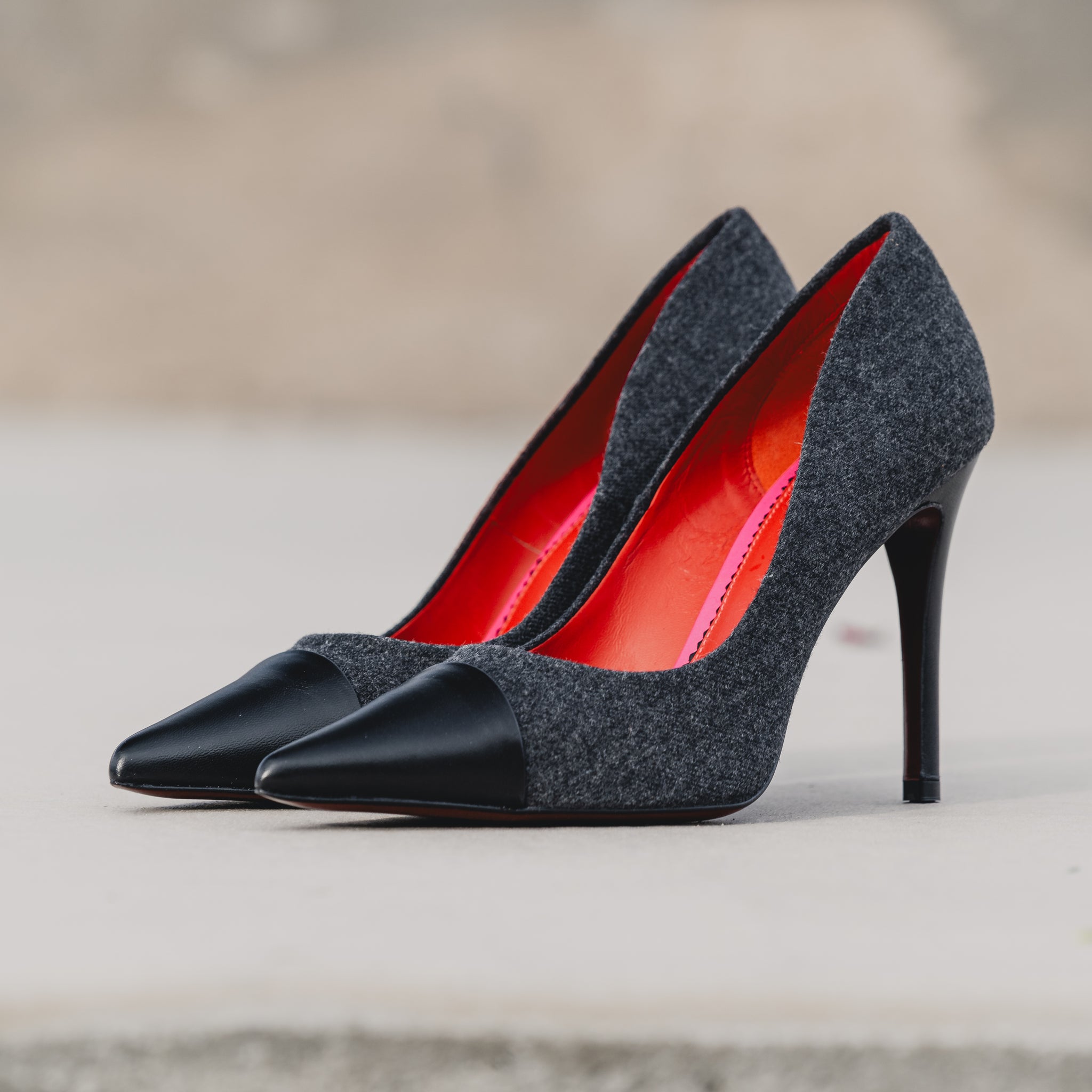Black Leather High Heels | Smoke Grey Heels | Stitched Leather Goods